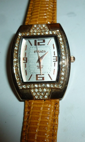 Strada Watch Women Watch Rhinestone Leather Embossed Band | eBay
