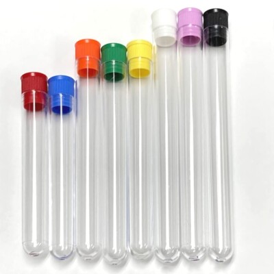 Plastic Test Tubes with White Caps, 16X100mm, Polystyrene, (4 Packs of ...