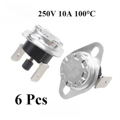 250V 10A NC 100°C Manual Reset Temperature Switch Thermostat KSD301-6 ...