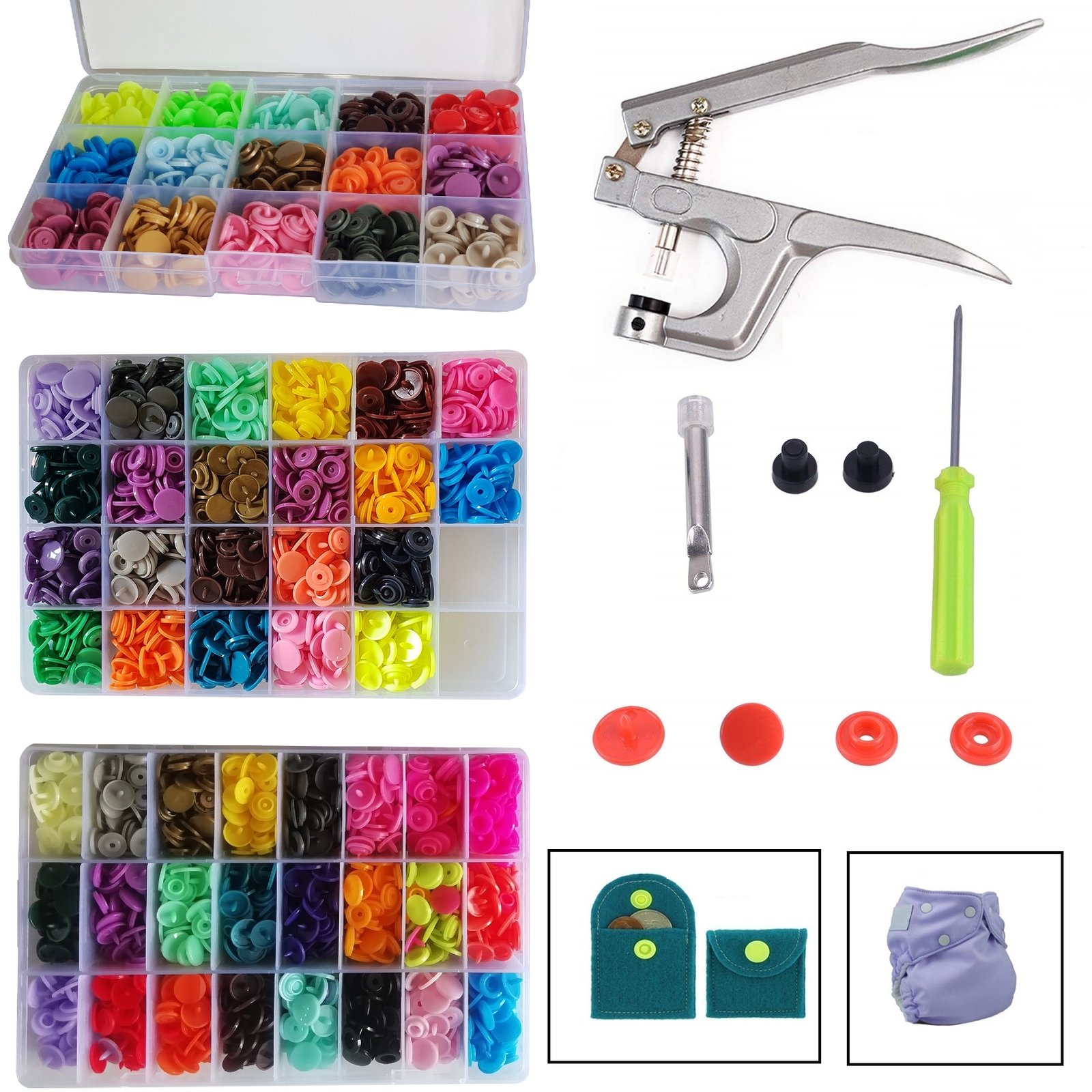 Plastic Snaps Buttons T3 T5 Press Poppers Resin Snap Fasteners + 1 ...