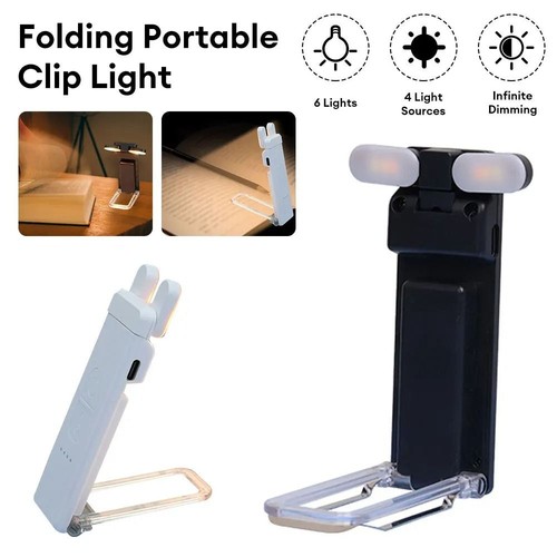Folding Book Clip Light Adjustable LED Night Lighting Bookmark Light ...
