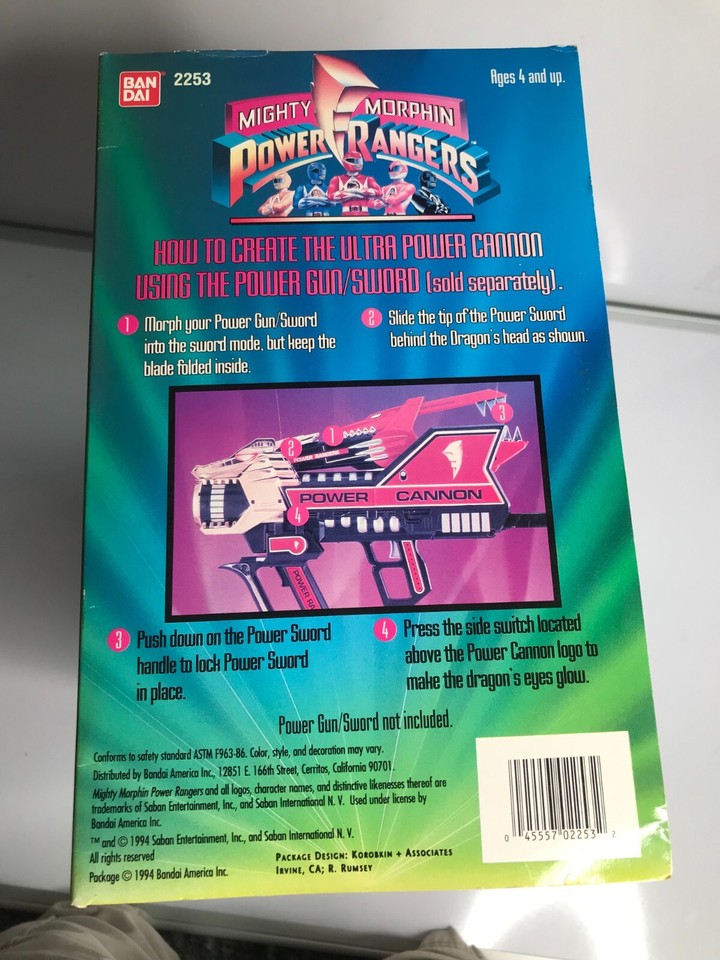 POWER RANGERS POWER CANNON VINTAGE BANDAI NEW MMPR SEALED 1994 SEALED ...