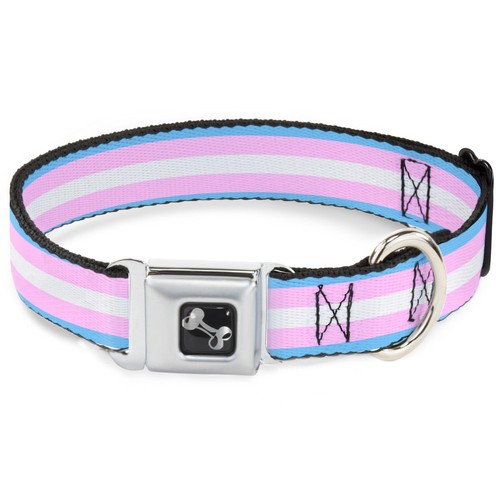 Dog Collar Bone Flag Transgender Baby Blue/Baby Pink/White WIDE-Small ...