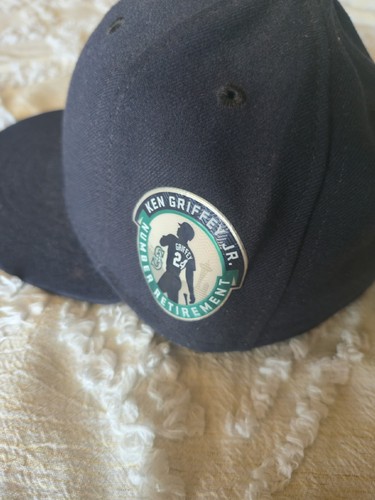 Ken Griffey Jr Seattle Mariners Number Retirement Patch Hat Navy Sive 7 ...
