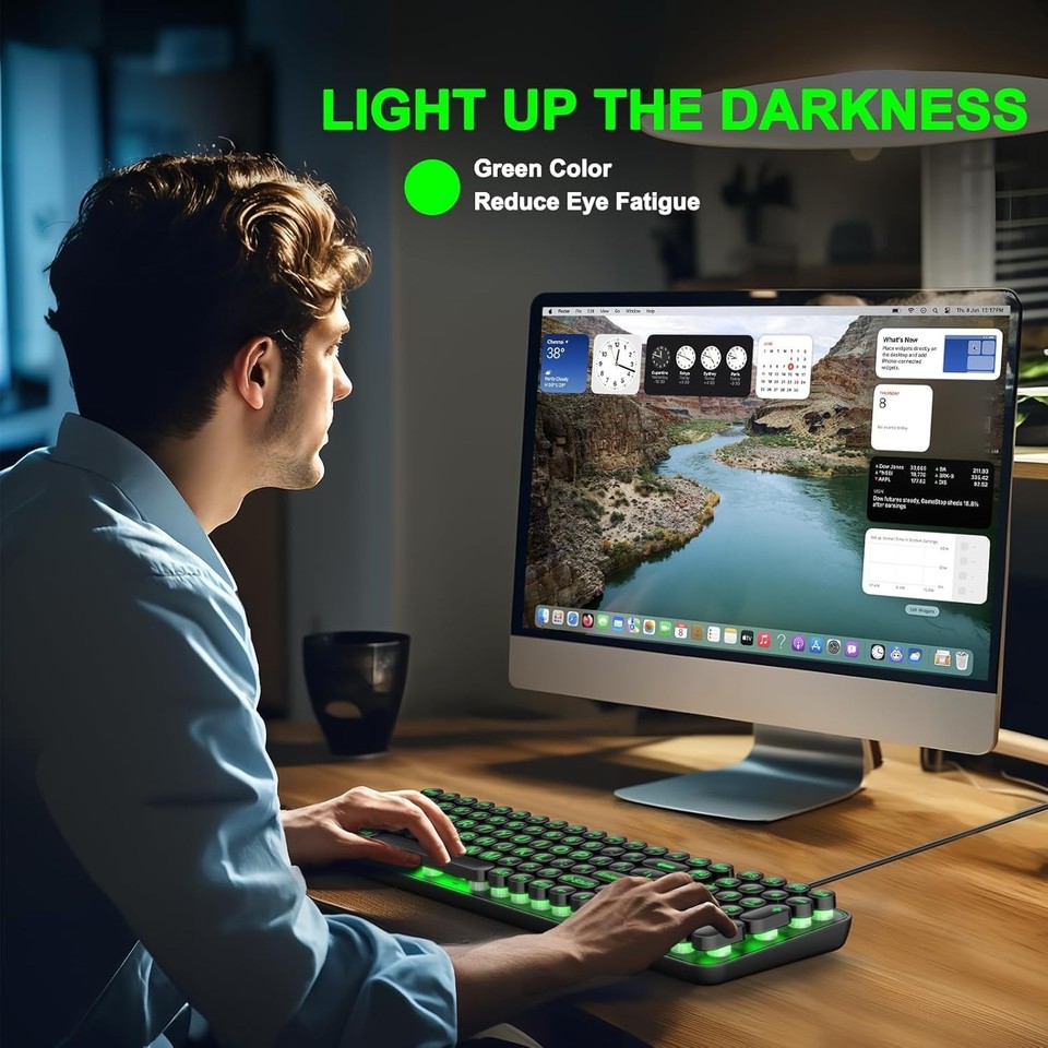 Large Print Backlit Keyboard, Wired USB Lighted Computer Keyboards with ...