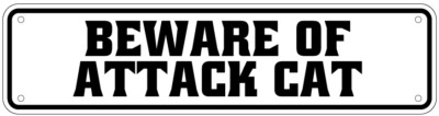 Beware Of Attack Cat Sign Double Layered Aluminum 12 X 3 | eBay