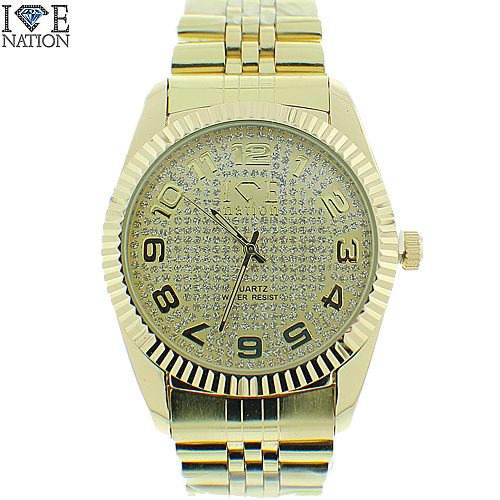 Hip Hop Watch Pave Dial Dress Steel Band ICE NATION /CAPTAIN BLING ...