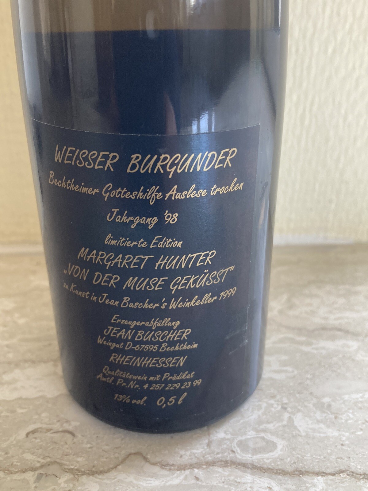 „Kunst in Jean Buscher`s Weinkeller 1999", 420/900, weisser Burgunder 0 ...