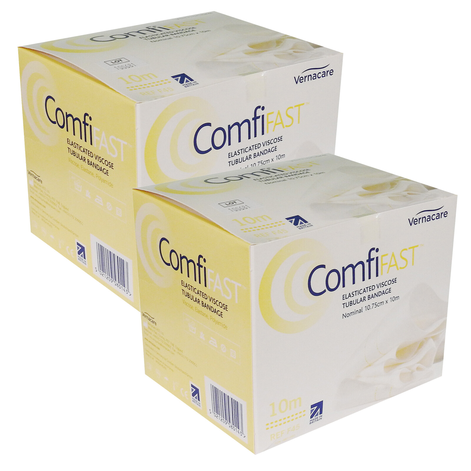 2 x Comfifast Yellow Elasticated Viscose Tubular Bandage Large Limbs 10 ...