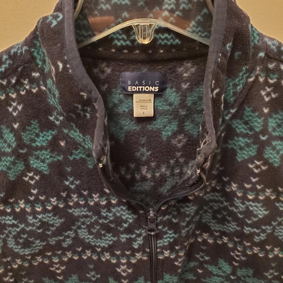 Women's Basic Edition Zip Fleece Vest. Size L, Blue Green Design ...
