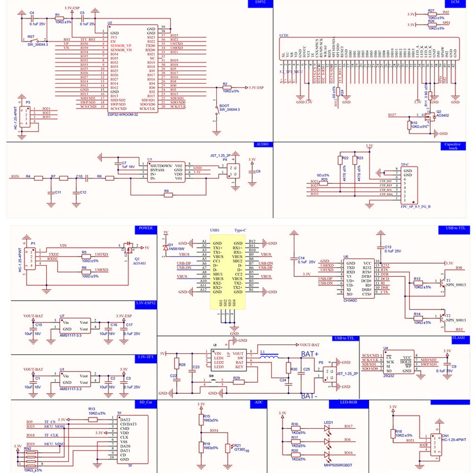 3.2" inch ESP32 Display Screen ESP-WROOM-32 IPS TFT LCD Module 240x320 ...