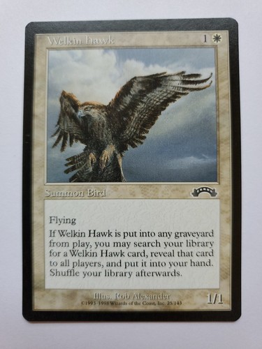 MTG Magic The Gathering Card Welkin hawk Summon Bird White Exodus 1993 ...
