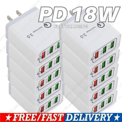 Multiple 3-Port USB AC Plug Quick Charger Block Universal Phone Cube ...