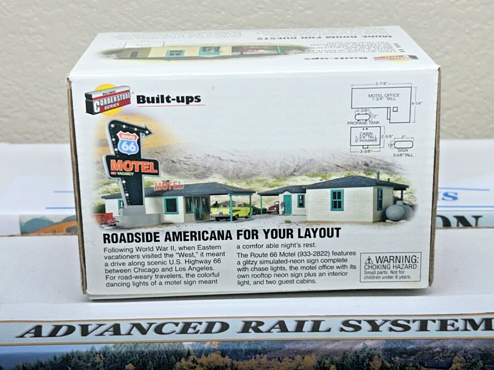 ROUTE 66 MOTEL w/NEON SIGN HO Scale - PLASTIC WALTHERS 933-2822 - NEW ...