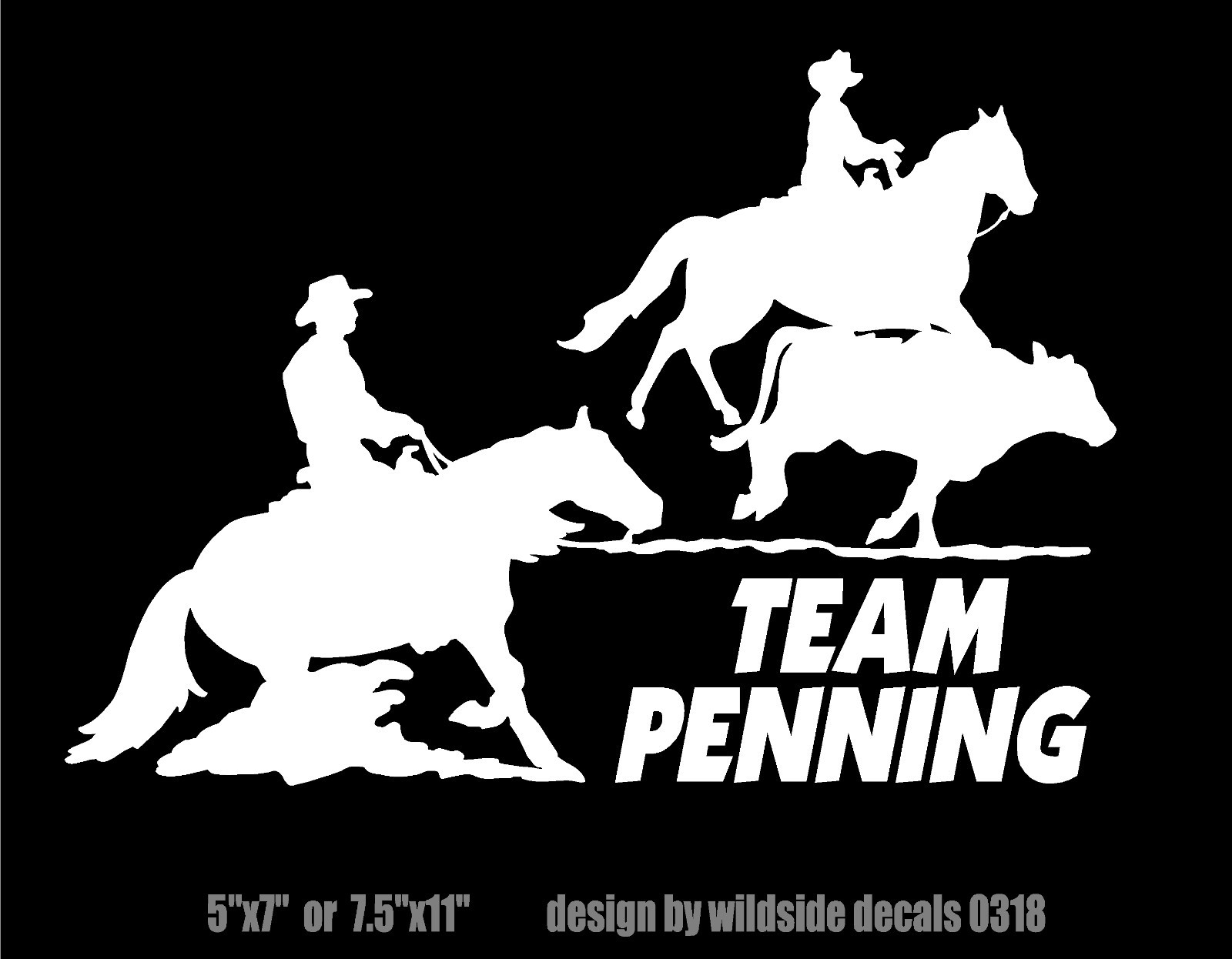 Team Penning Decal Rodeo mirrored set of 2 decals car truck window ...