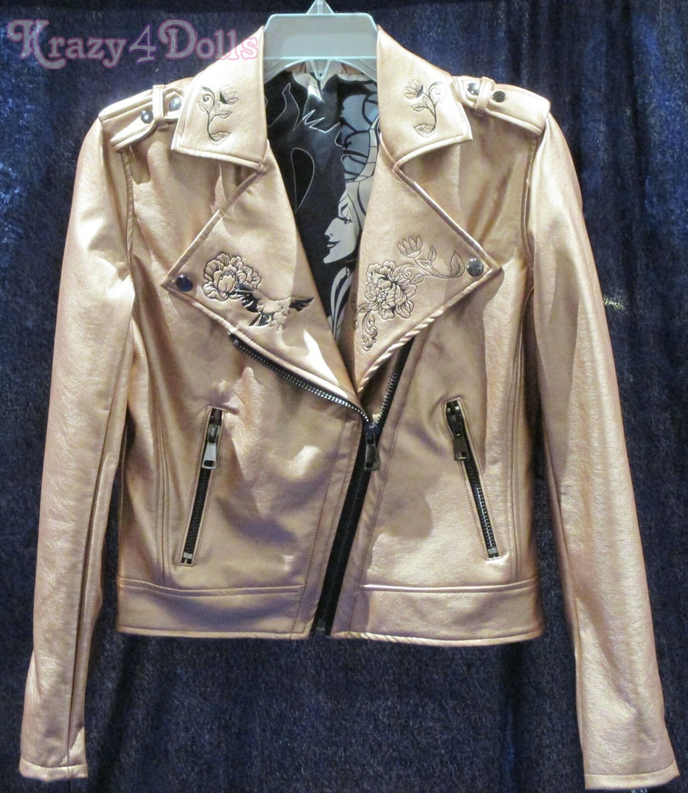 Disney Designer Womens Maleficent Motorcycle Faux Leather Jacket Size ...