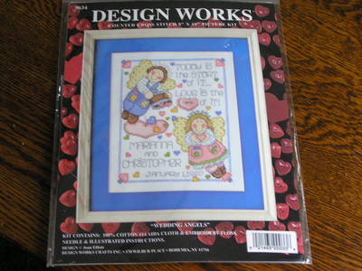 Design Works Counted Cross Stitch Kit #9634 WEDDING Record ANGELS 8x10 ...