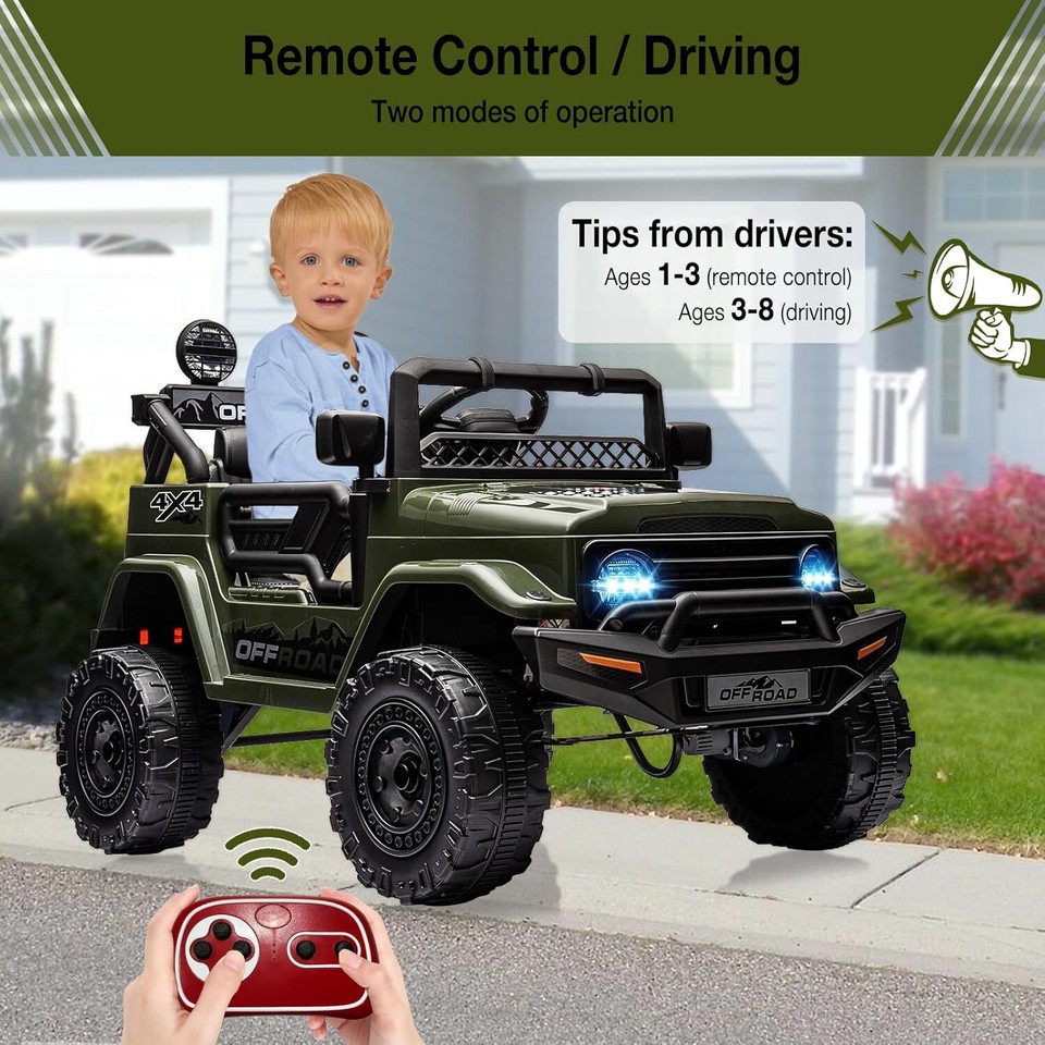 12V Kids Ride on Toy Electric Car Battery Power Wheel Jeep w/Remote ...