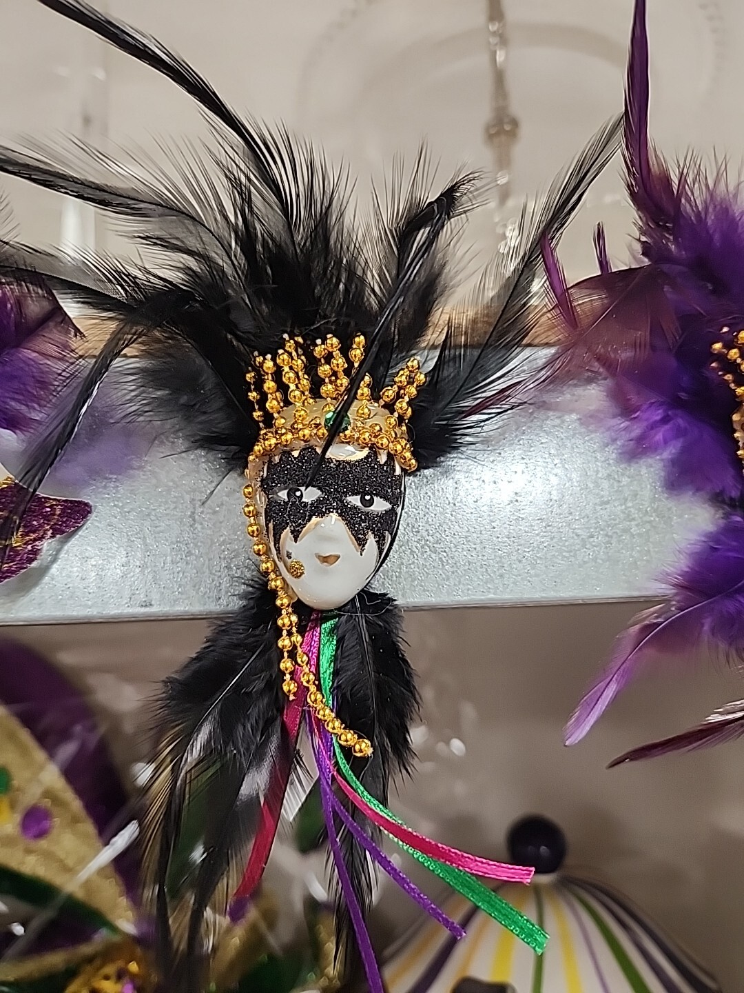 Mardi Gras black feather mask magnet, Black Mask Magnet, Mardi Gras ...
