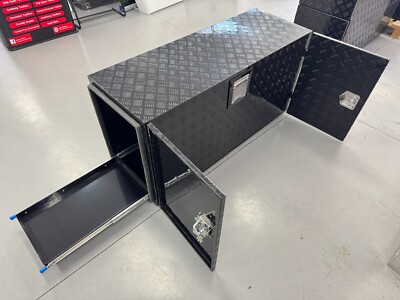 Black Aluminium Caravan Trailer Tool Box With Slide Tray 1450 L x 500 D ...