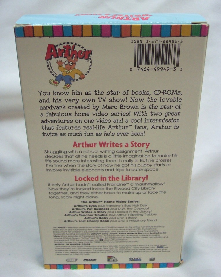 Marc Brown ARTHUR Arthur Writes A Story VHS VIDEO 1999 PBS Kids ...