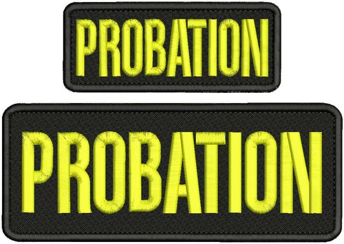 probation embroidery patch 3x8 and 2x5 hook on back blk/yellow | eBay