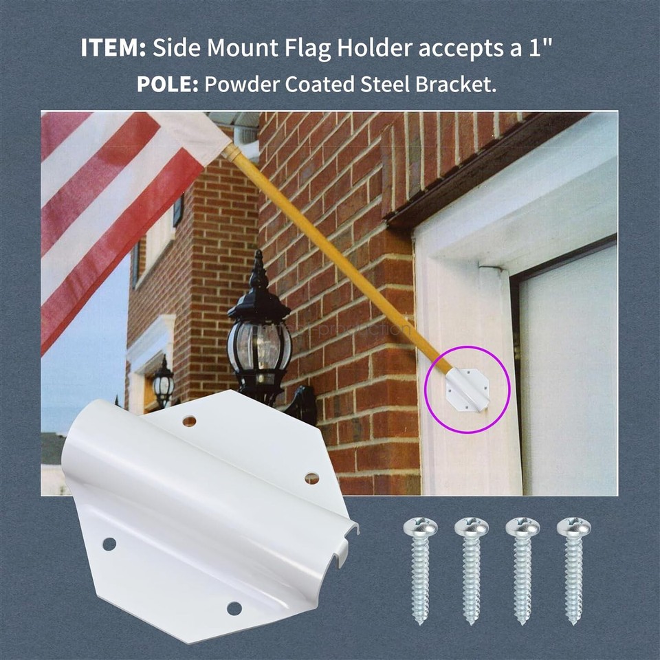 Side Mount Flag Holder Steel Side Mount Wall Mount Bracket with Screws | eBay