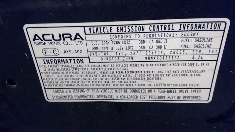 2009 09 MDX Rocker Panel Moulding Side Skirt Passenger Right Black ...