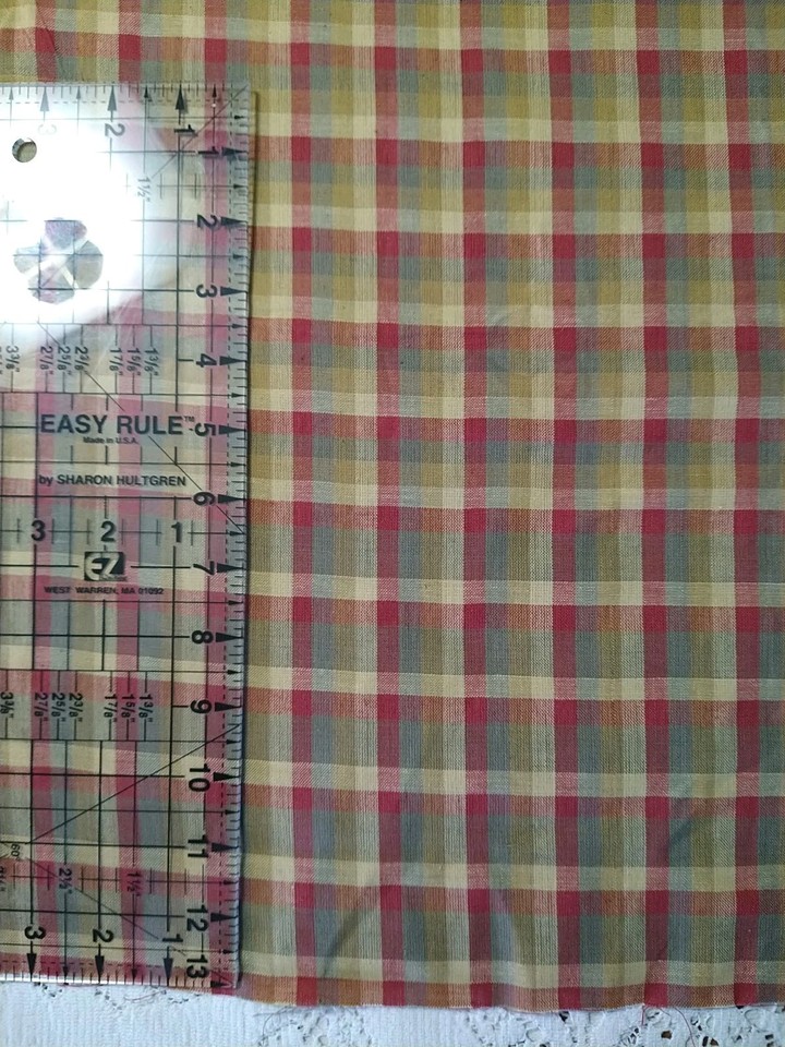 Homespun Gingham Check Fabric Red Green & Gold Check Cotton Woven BTHY ...