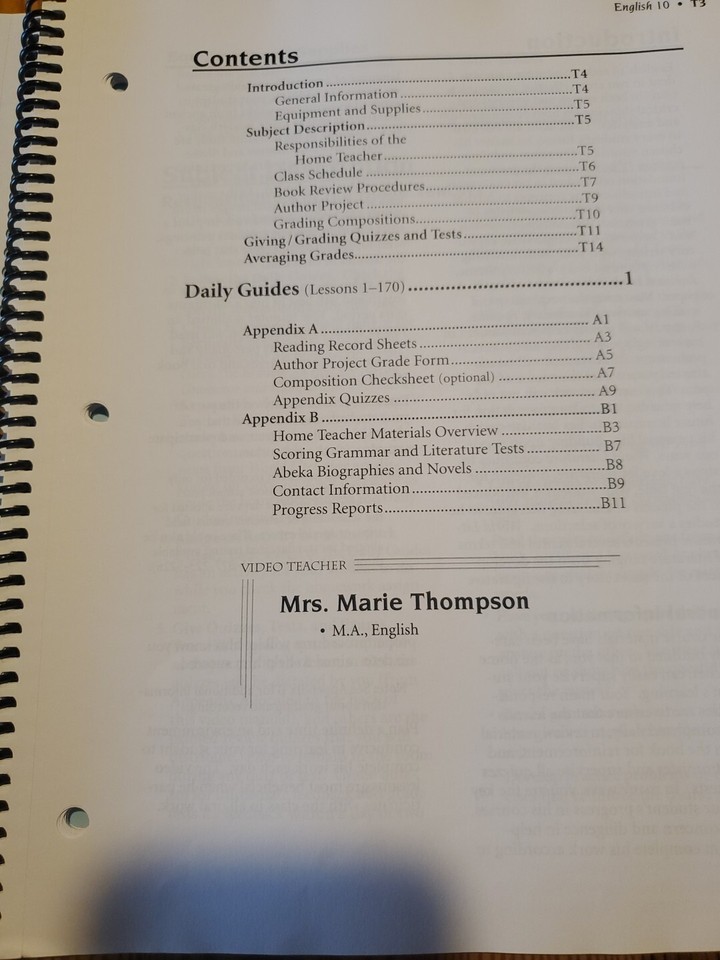 ABEKA English 10 Video Manual 10th Grade Homeschool Daily Guide Lesson ...