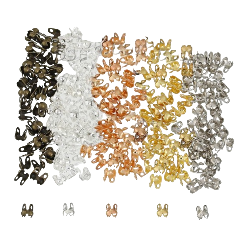 x1000 Mixed Crimp CLAMSHELL Bead Tips Knot Covers Necklace Ends ...