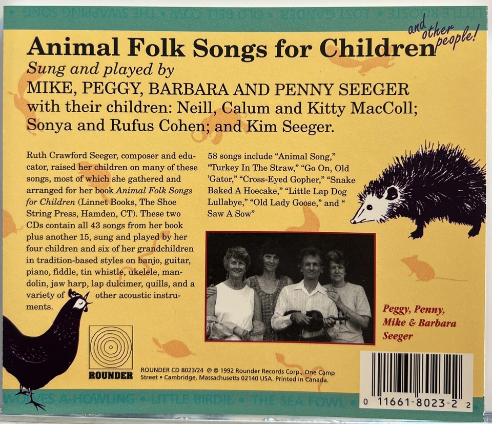Mike, Peggey Barbara, Penny Seeger: Animal Folk Songs For Children (2 ...