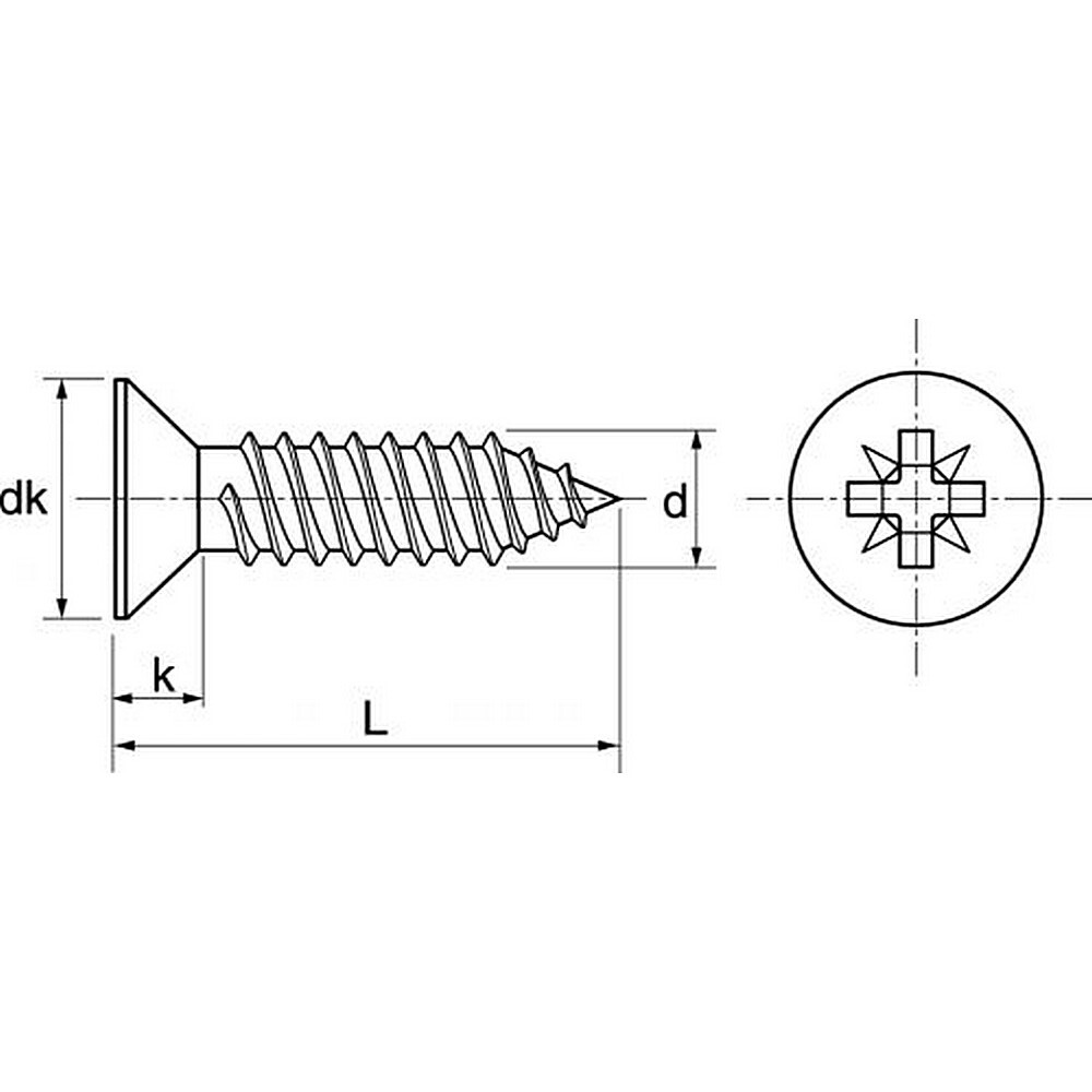 200X Blechschrauben Senkkopf Kreuzschlitz Z 3.5x19 Edelstahl A4 DIN7982 ...
