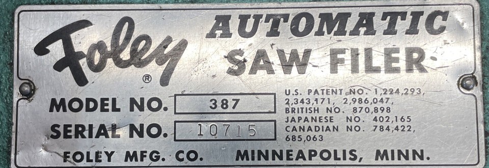 Foley (Belsaw) Model 387 Automatic Saw Filer Part - Slide Assembly ...