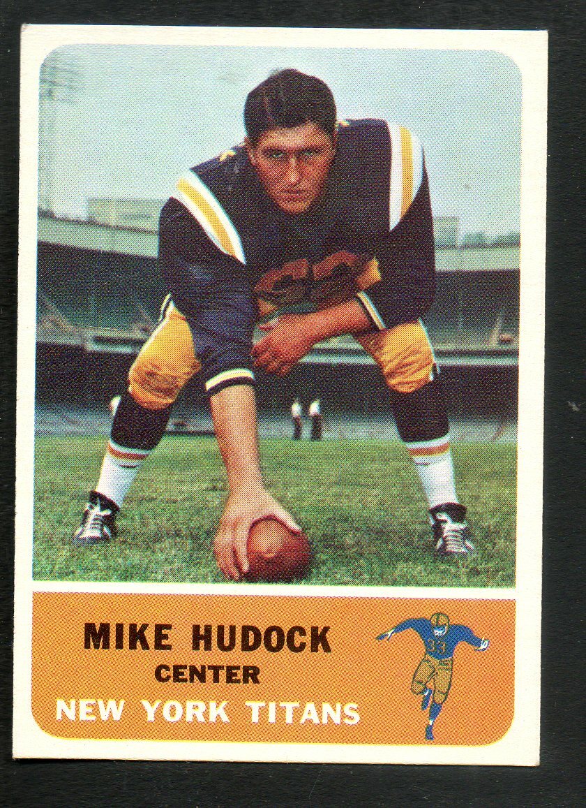 1962 Fleer Football Card #61 Mike Hudock-New York Titans Near Mint Card ...