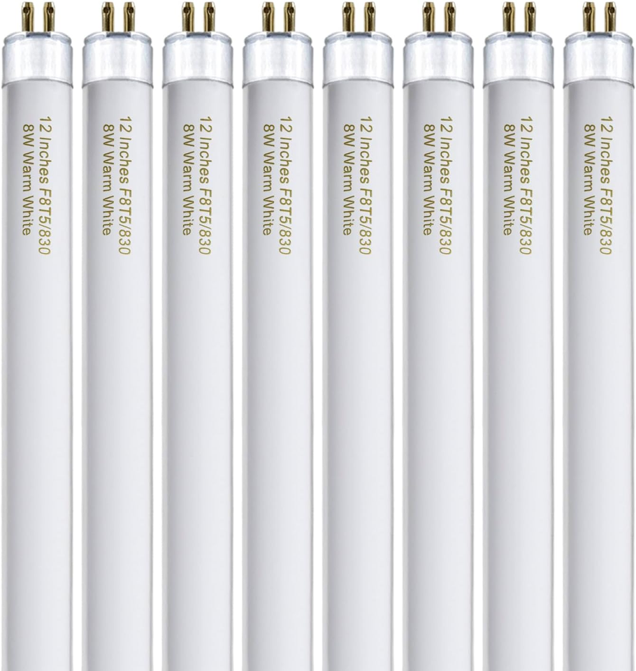 8 Pack F8T5/WW Fluorescent Bulbs Warm White, 12 Inch under Cabinet ...