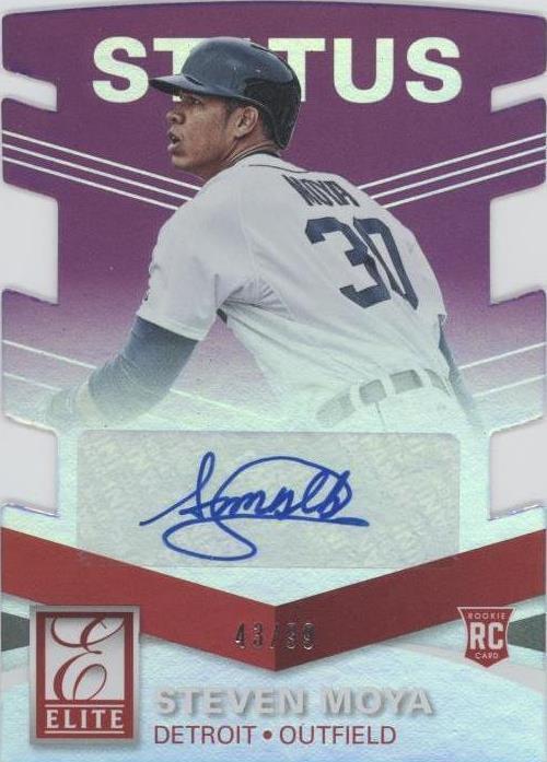 2015 Panini Elite - Signatures Steven Moya #16 Status Purple Die-Cut ...