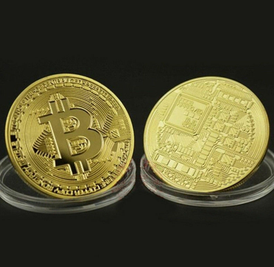 3x pcs Gold Plated Bitcoin Coin Collectible Gift BTC Coin Collection ...