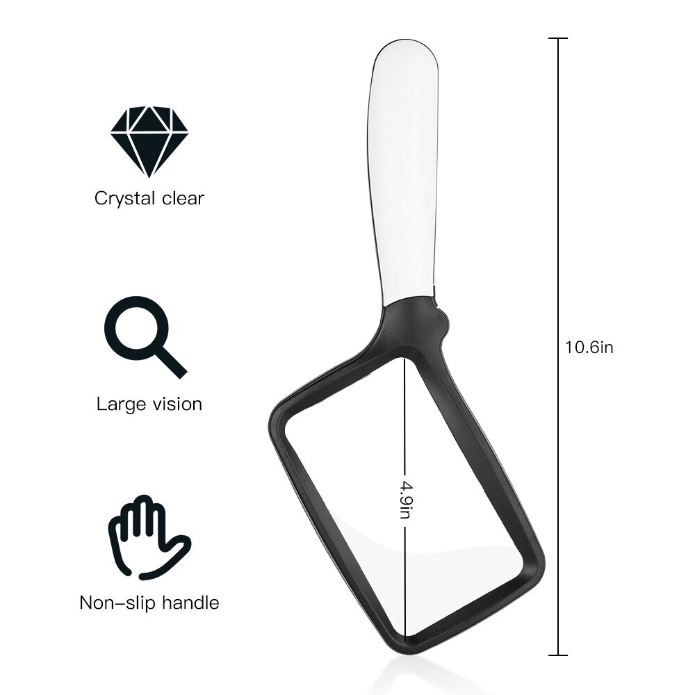 Rectangular Magnifying Glass with LED Light Large Foldable Handheld ...