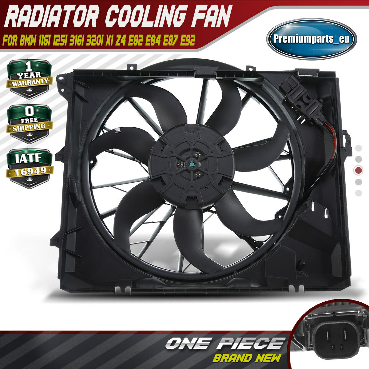Radiator Cooling Fan 600W for BMW 125i 130i 320i 323i 325i E81 E87 E90 ...