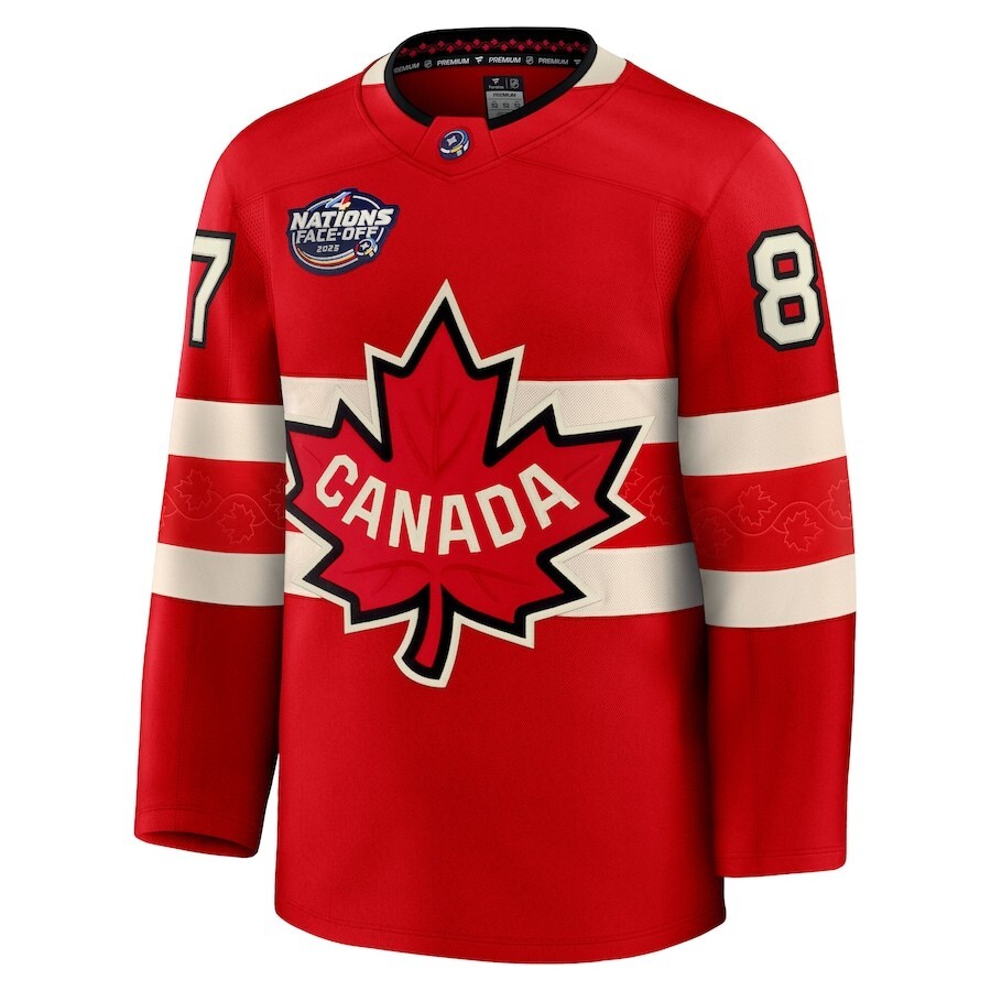 Men's Canada Fanatics Red 2025 4 Nations Face-Off Premium Sidney Crosby ...
