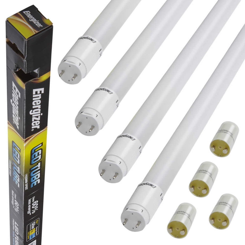 4 Pack Energizer T8 LED Tubes 2ft 4ft 5ft 6ft Cool / Daylight Starter ...