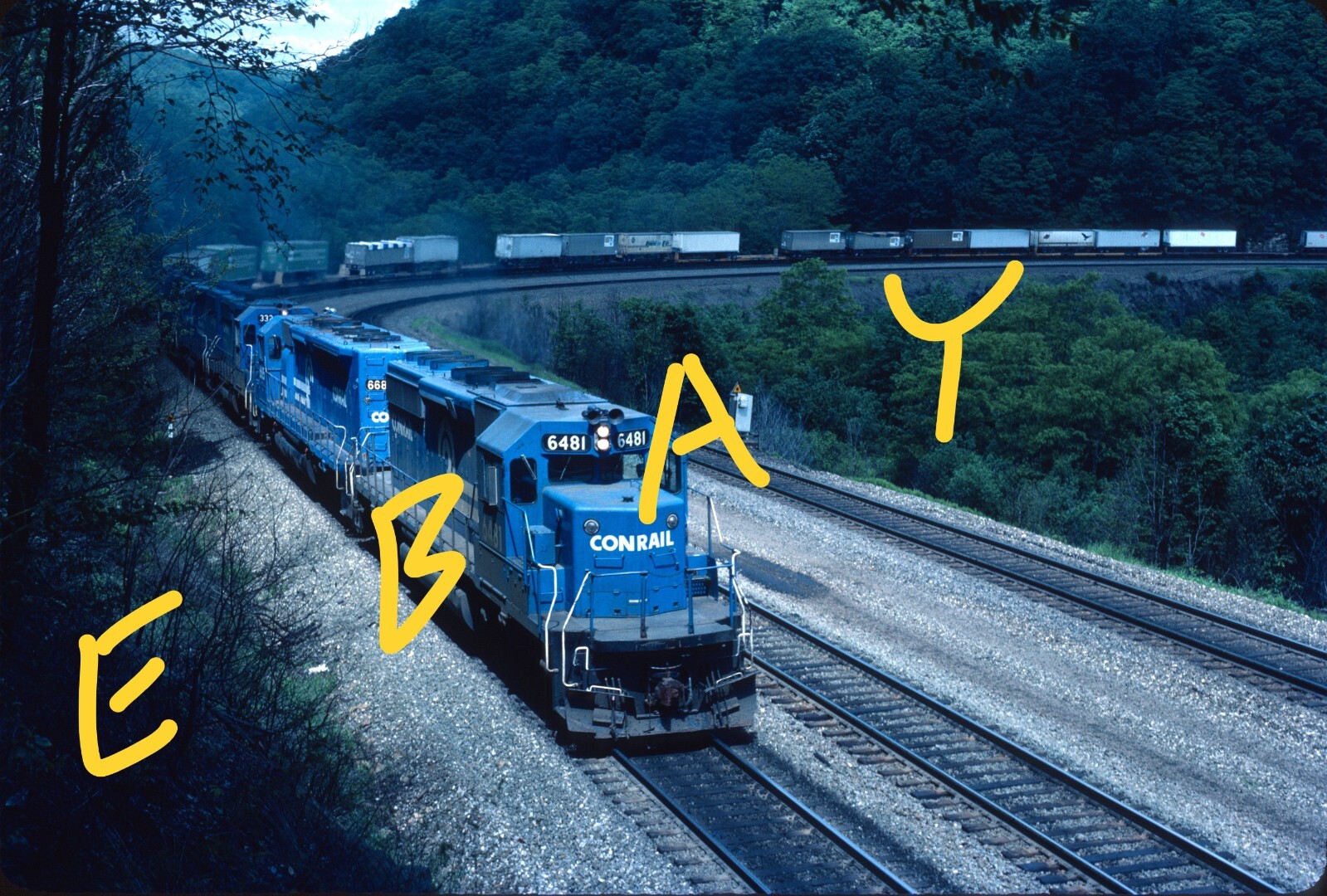 Conrail CR SD40-2 TOFC Action Horseshoe Curve PA 1984 Original ...