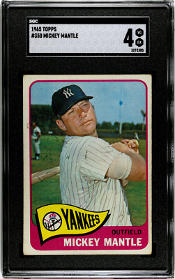 1965 Topps Baseball - Mickey Mantle Yankees #350 SGC Graded 4 VG-EX ...