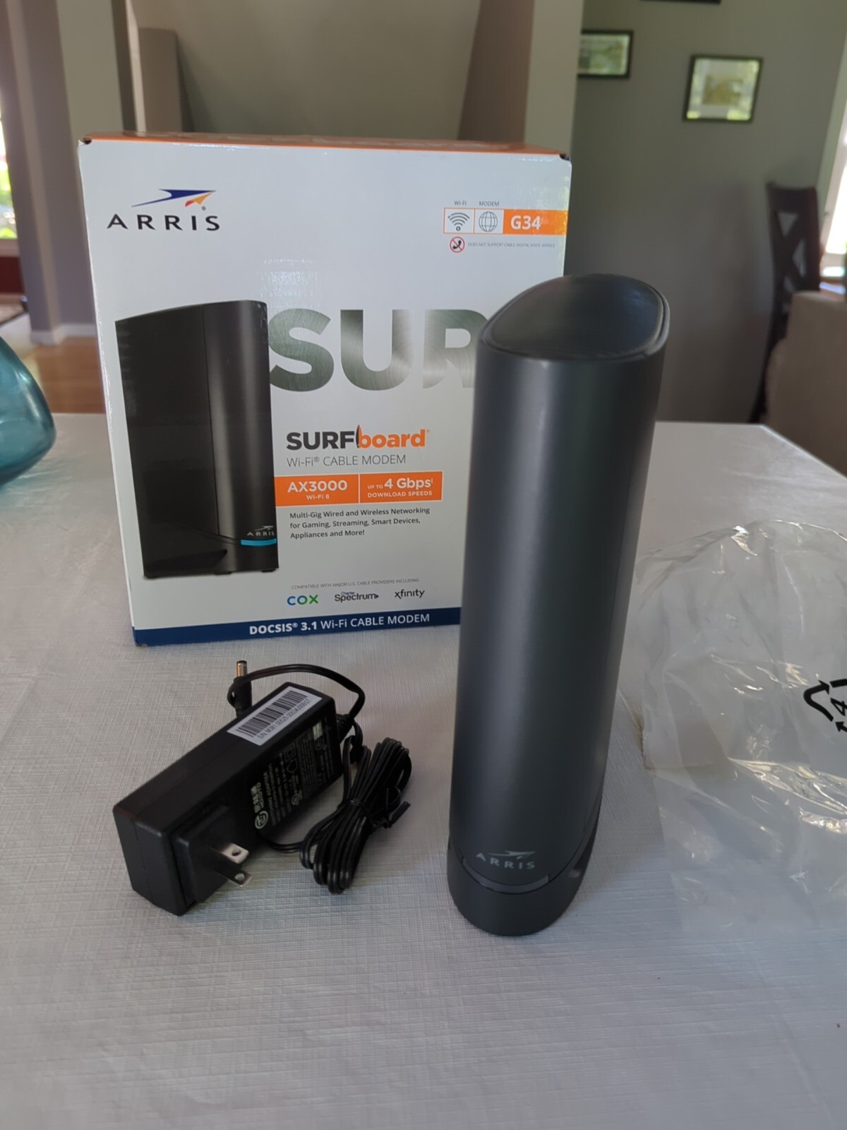 ARRIS Surfboard G34 DOCSIS 3.1 Gigabit Cable Modem & AX3000 Wi-Fi 6 ...