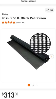 Phifer Insect Screen Pet Resistant Heavy Duty Outdoor Screening Black ...