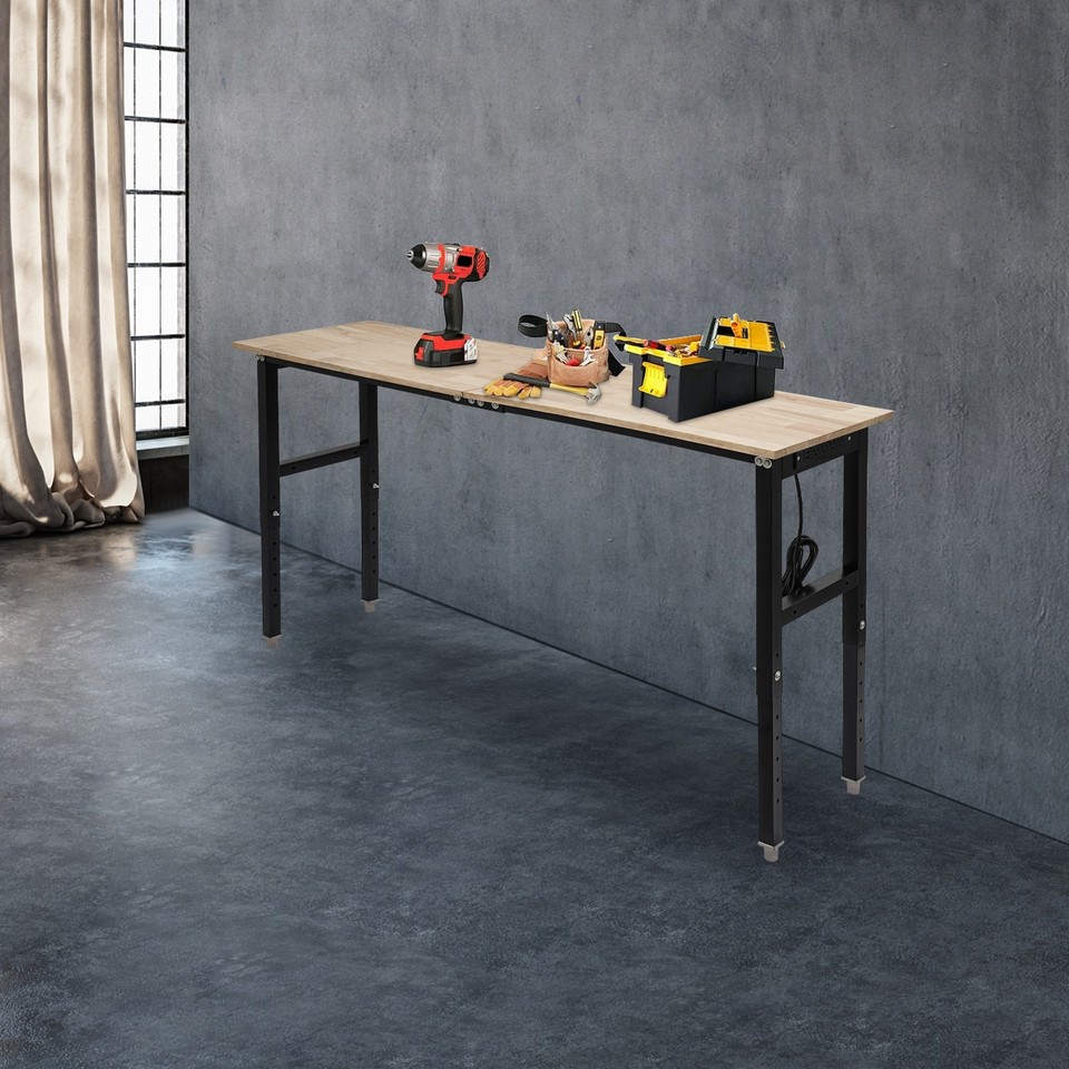 110v Heavy-duty Work Table Adjustable Workbench With Power Outlets For ...