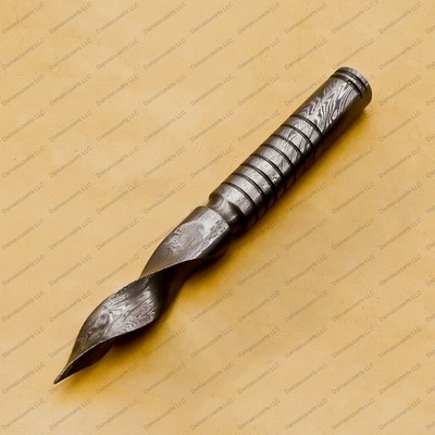 Damascus Fixed Blade Knife Handmade Tri Dagger Hand Forged Twisted ...