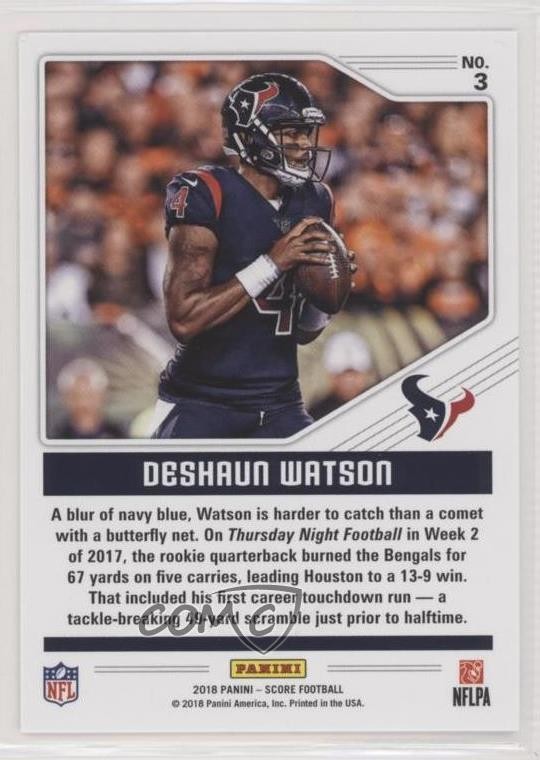 2018 Score Color Rush Deshaun Watson #3 | eBay