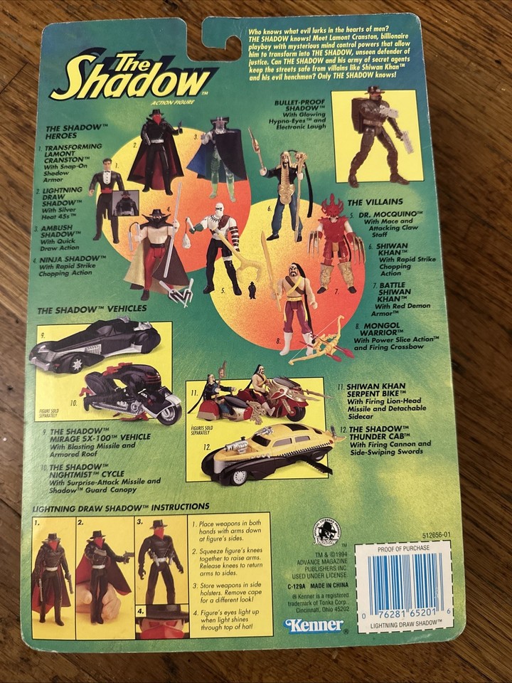 The Shadow Lightning Draw Shadow Action Figure Kenner 1994 MOC Vintage ...